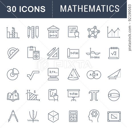 Set Vector Line Icons of Mathematics. - Stock Illustration [92190083 ...