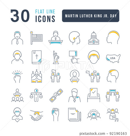 Set of linear icons of Martin Luther King Jr. Day - Stock Illustration ...