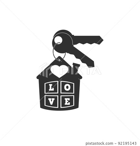 Keychain with key ring, pendant house locket... - Stock Illustration ...