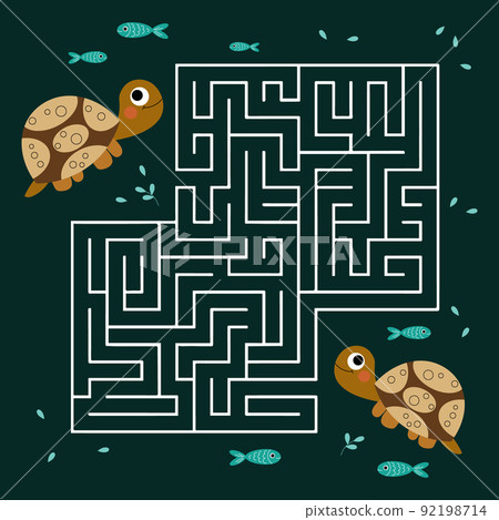 Educational maze for kids, cute turtles and...-插圖素材 [92198714] - PIXTA圖庫