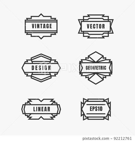 set of vintage linear thin line geometric shape... - Stock Illustration ...
