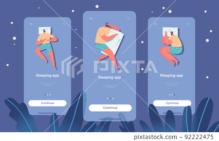 Sleeping App Mobile Page Onboard Screen... - Stock Illustration ...