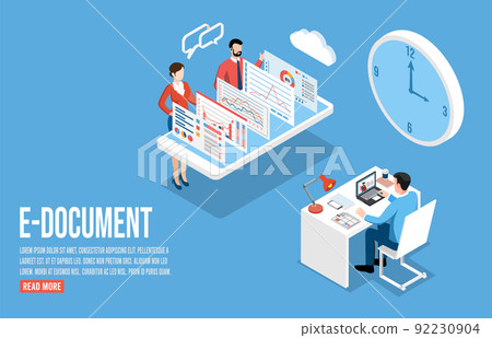 3D isometric concept of an electronic document...-插圖素材 [92230904] - PIXTA圖庫
