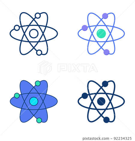 Nuclear physics icon set in flat and line style - Stock Illustration ...