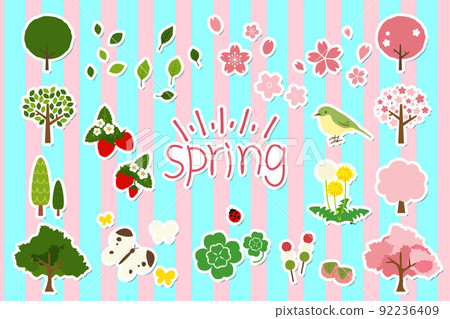 Spring material set - Stock Illustration [92236409] - PIXTA