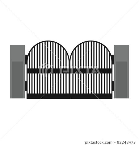 Gate with iron fence door and metal cartoon... - Stock Illustration ...