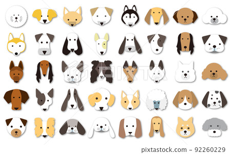 Expressionless dog set (drop shadow) - Stock Illustration [92260229 ...