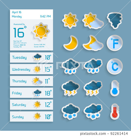 Weather Paper Widgets Set - Stock Illustration [92261414] - PIXTA