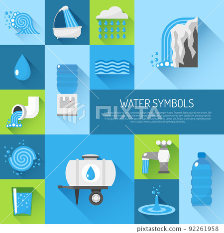 Water flat set - Stock Illustration [92261958] - PIXTA