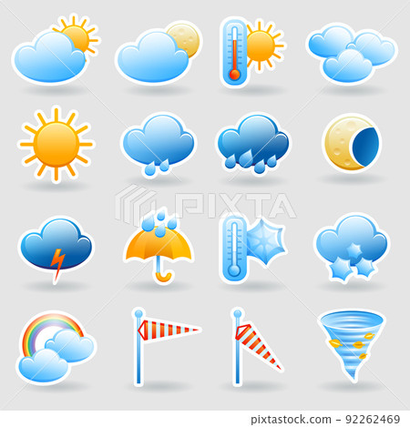 Weather forecast symbols icons set - Stock Illustration [92262469] - PIXTA
