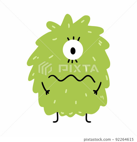 Sad green monster with smile. Vector... - Stock Illustration [92264615 ...