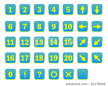 Square button style numbers and arrow icon set - Stock Illustration ...