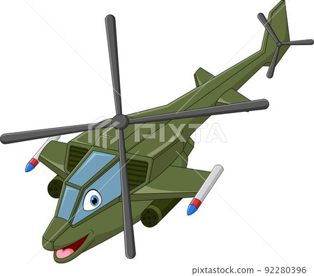 Cartoon military helicopter on white background-插圖素材 [92280396] - PIXTA圖庫