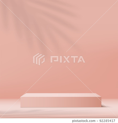 3d pink podium and minimal pink wall scene. 3d... - Stock Illustration ...