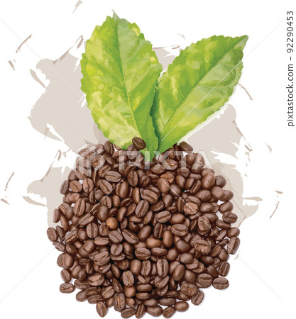Abstract of Coffee beans on the white background. - Stock Illustration ...