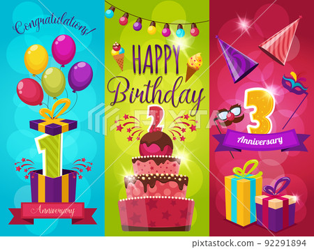 Birthday Party Banners Set - Stock Illustration [92291894] - PIXTA