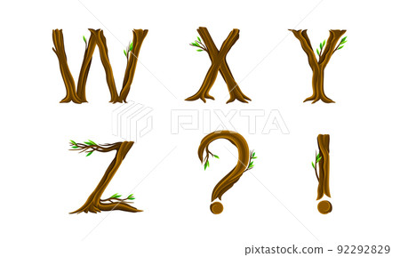 Forest woody alphabet. W,X,Y,Z letters and... - Stock Illustration ...
