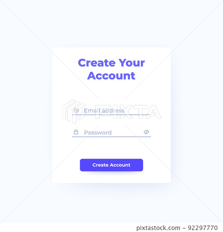 Create account form, ui design, vector interface - Stock Illustration [92297770] - PIXTA