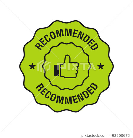 Recommended label with thumbs up. Good choice... - Stock Illustration ...