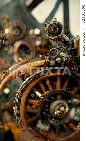 Metal steampunk mechanism of clockwork gears... - Stock Illustration ...