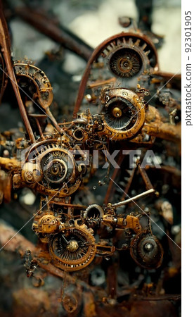 Metal steampunk mechanism of clockwork gears... - Stock Illustration ...