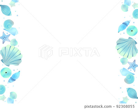Hand drawn, watercolor sea frame - Stock Illustration [92308055] - PIXTA