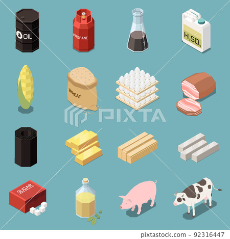 Isometric Commodity Icons Collection - Stock Illustration [92316447 ...