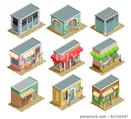 Coffee House Isometric Set - Stock Illustration [92316497] - PIXTA