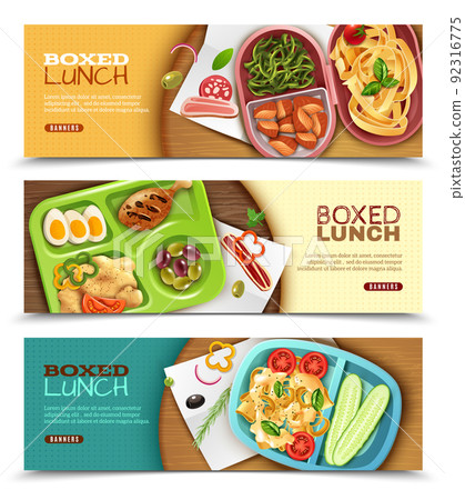 Boxed Lunch Horizontal Banners - Stock Illustration [92316775] - PIXTA