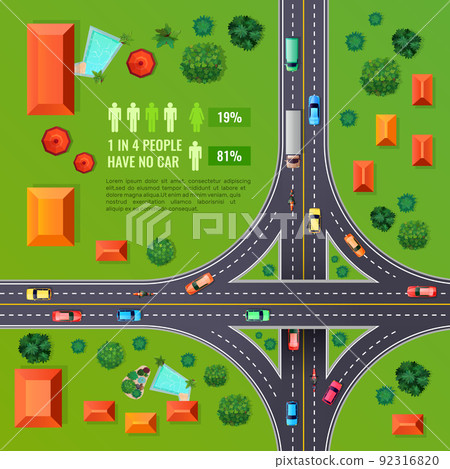 Crossroad Top View Illustration - Stock Illustration [92316820] - PIXTA
