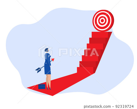 businesswoman holding arrow spear to target.... - Stock Illustration ...