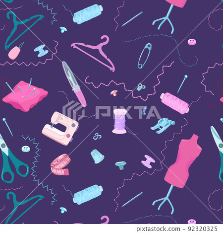 Bright Tailoring Elements Pattern - Stock Illustration [92320325] - PIXTA