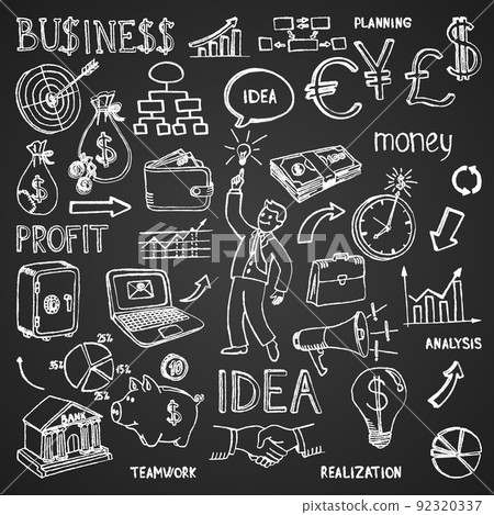 Business hand drawn doodles - Stock Illustration [92320337] - PIXTA