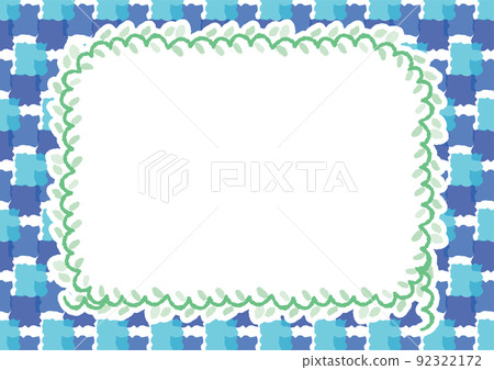 Refreshing blue tiles and plant frame - Stock Illustration [92322172 ...