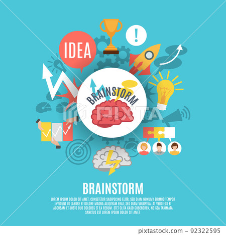 Flat Poster With Brainstorm Icons - Stock Illustration [92322595] - PIXTA