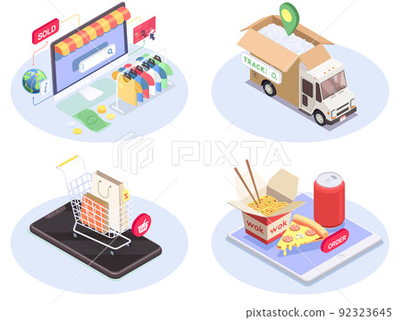 Isometric E-Commerce Compositions Set - Stock Illustration [92323645] - PIXTA