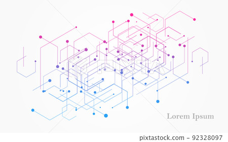 Geometry abstract blue pink science background - Stock Illustration ...