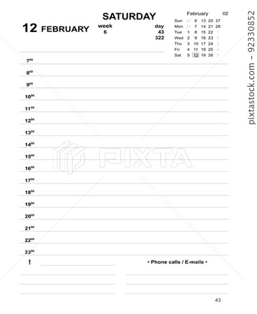 Daily planner for business. February 2022...-插圖素材 [92330852] - PIXTA圖庫