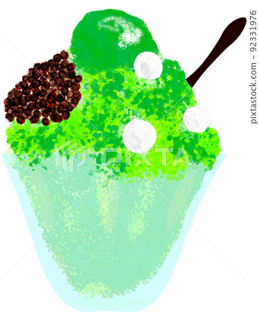 Matcha shaved ice ice cream illustration - Stock Illustration [92331976 ...