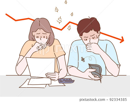 Couples are worried about debt and expenses.... - Stock Illustration ...