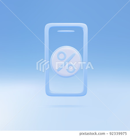 3d blue phone and percent discount icon... - Stock Illustration ...