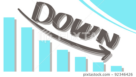 Bar graph going down blue version - Stock Illustration [92346426] - PIXTA