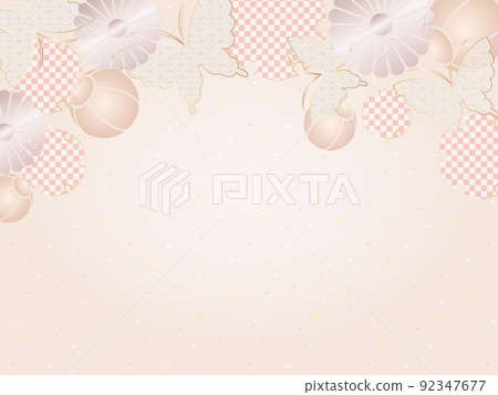 Pink-based Japanese pattern frame - Stock Illustration [92347677] - PIXTA