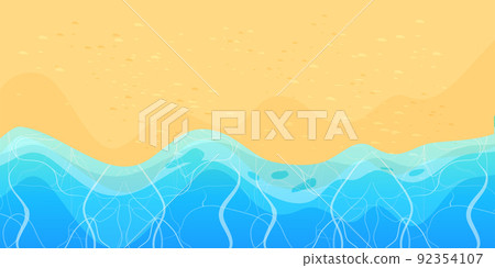 Summer beach with sand and waves top view in... - Stock Illustration ...