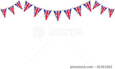 UK flag garland. Union Jack pennants chain.... - Stock Illustration ...