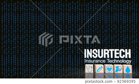 The insurtech word on digital background for... - Stock Illustration ...