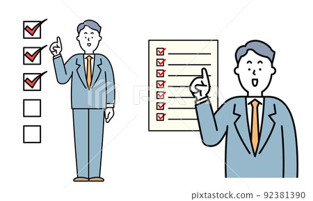 Checks, check sheets and business people - Stock Illustration [92381390 ...