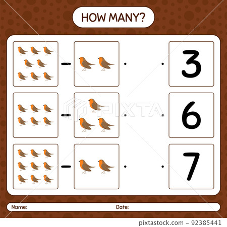 How many counting game with robin bird.... - Stock Illustration ...