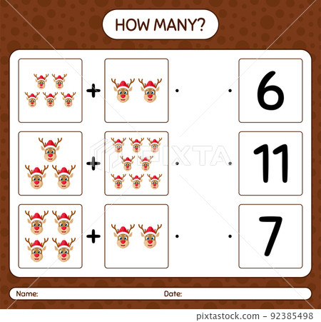 How many counting game with reindeer. worksheet... - Stock Illustration ...