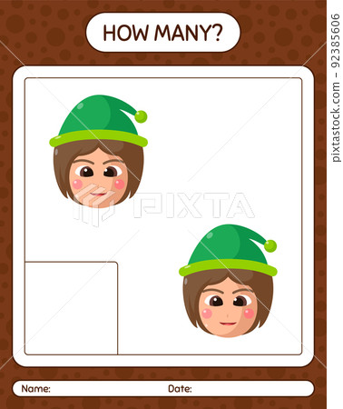 How many counting game with girls. worksheet... - Stock Illustration ...